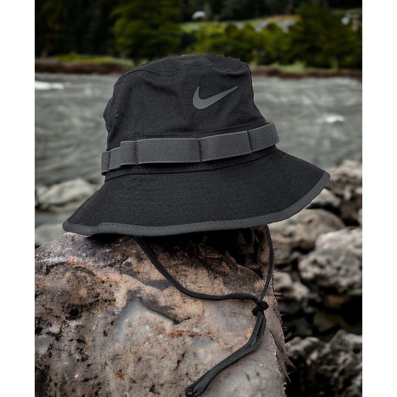 Nike | Accessories | Nike Black Boonie Drawstring Bucket Dry Fit Hat ...